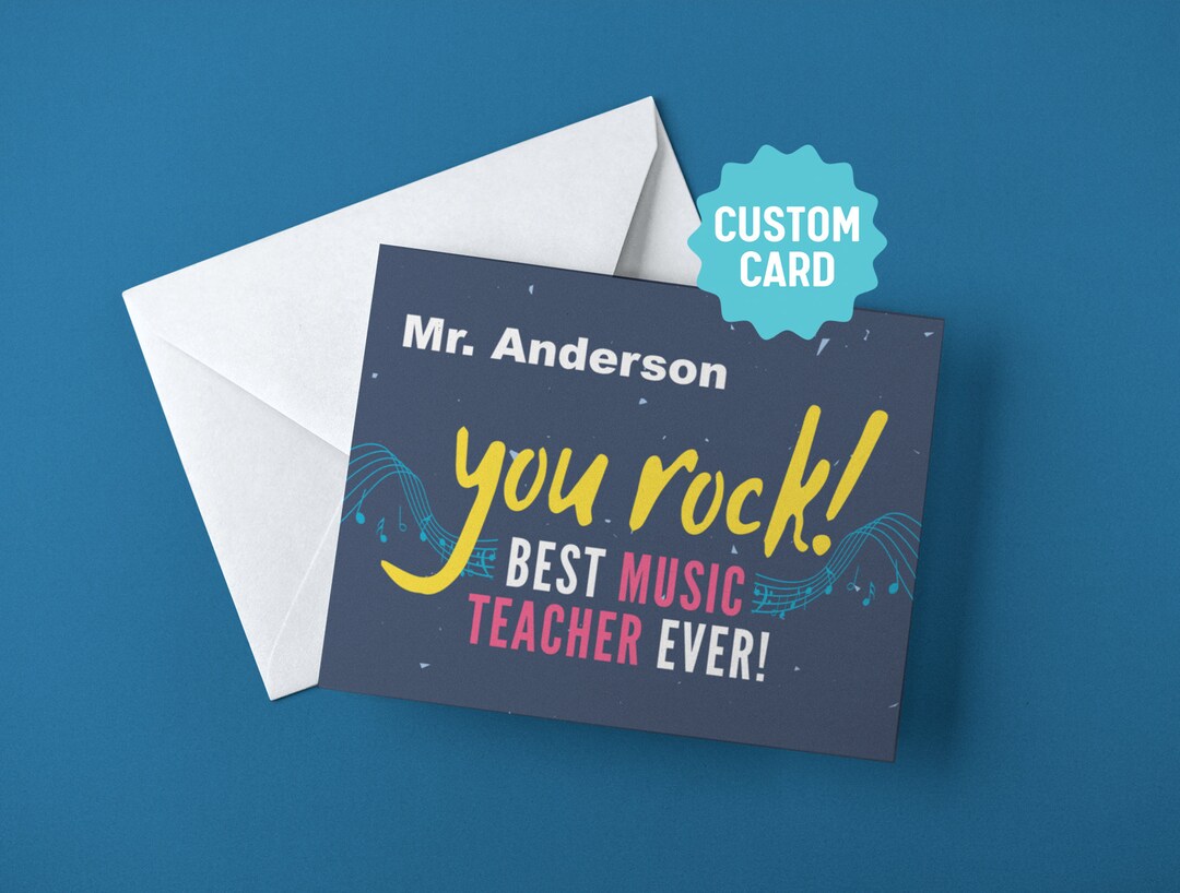 Personalized Music Teacher CARD, PRINTABLE End of School Year Music ...