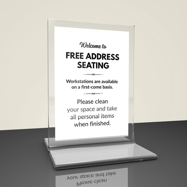PRINTABLE Free Address Seating Sign, First Come Workstations, Clean ...