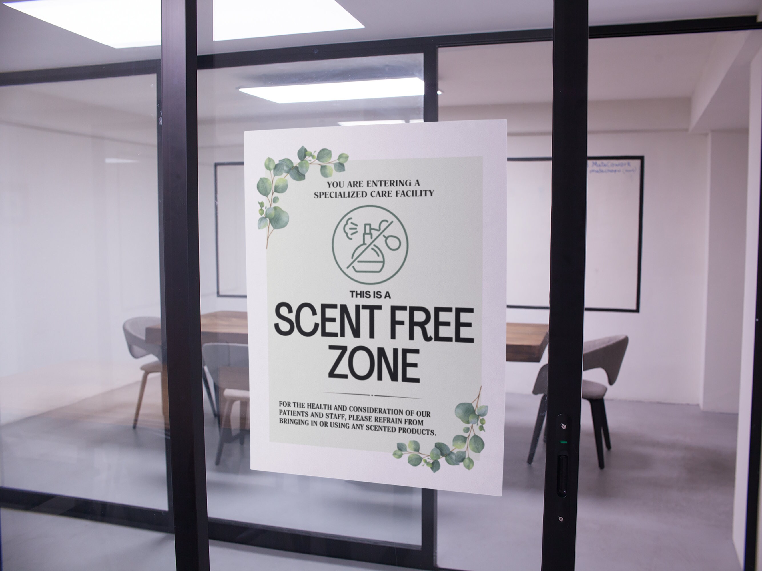 PRINTABLE Scent Free Zone SIGN, Fragrance Free Health Care Facility ...
