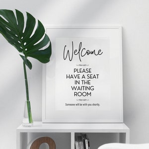 PRINTABLE Waiting Room SIGN, Welcome Please Have a Seat, Therapist ...