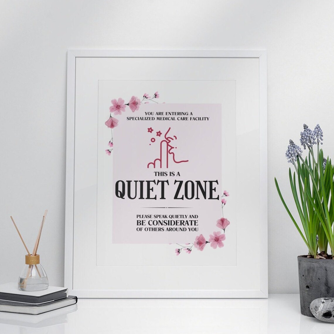 PRINTABLE Pink Quiet Zone SIGN, Speak Quietly Medical Care Facility ...