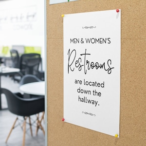 PRINTABLE Restroom Location SIGN, Reception Room Bathroom Sign ...