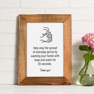 PRINTABLE Hand Washing SIGN, Stop the Spread of Germs, Wash Your Hands ...