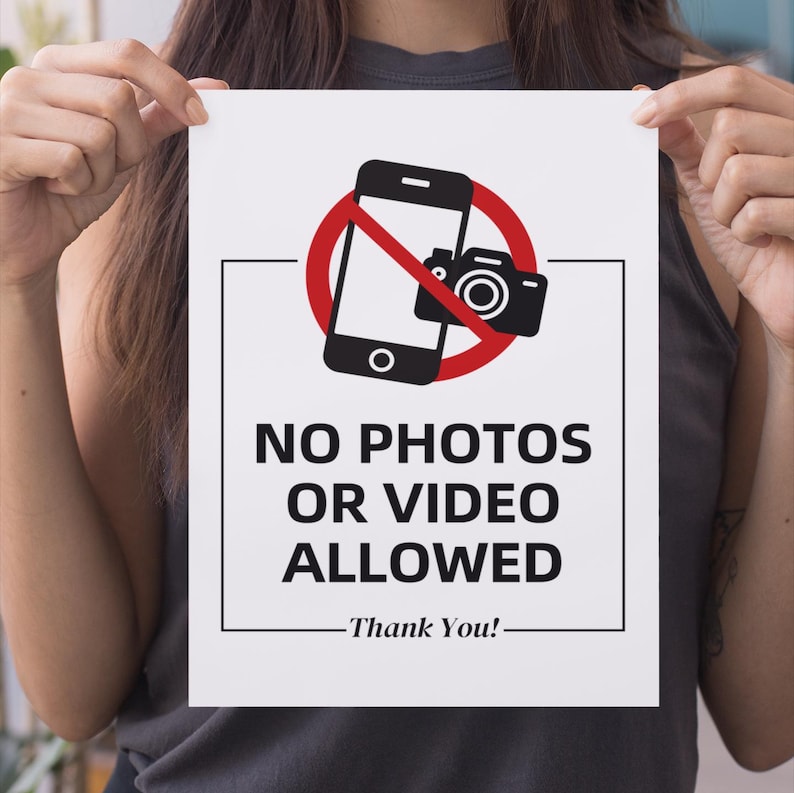 PRINTABLE No Photos No Video SIGN, Photography Restricted, Videos Not ...
