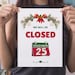 PRINTABLE Closed December 25th SIGN, Closed on Christmas Day, Retail ...