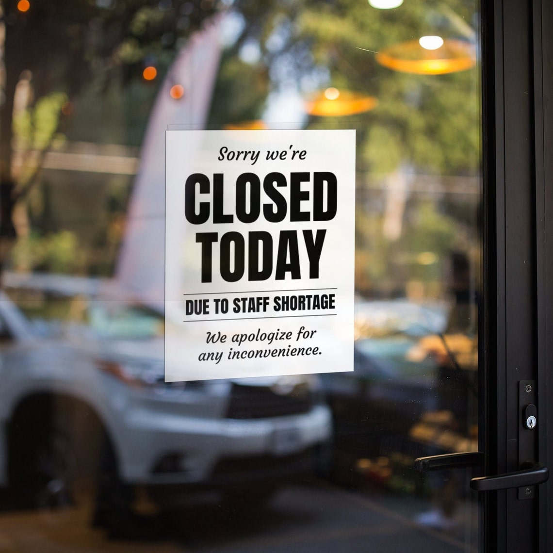 PRINTABLE Closed Today SIGN, Due to Staff Shortage, Sorry We Are Closed ...