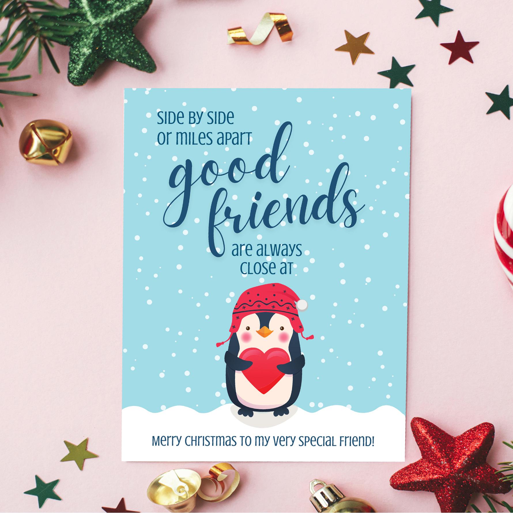 PRINTABLE Friendship Christmas Card, Good Friends Are Always Close at ...