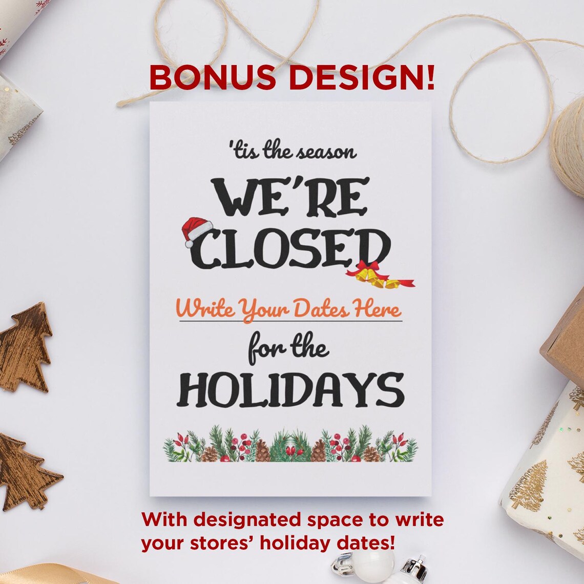 PRINTABLE Closed for the Christmas Holidays SIGN, Office Retail Closed ...