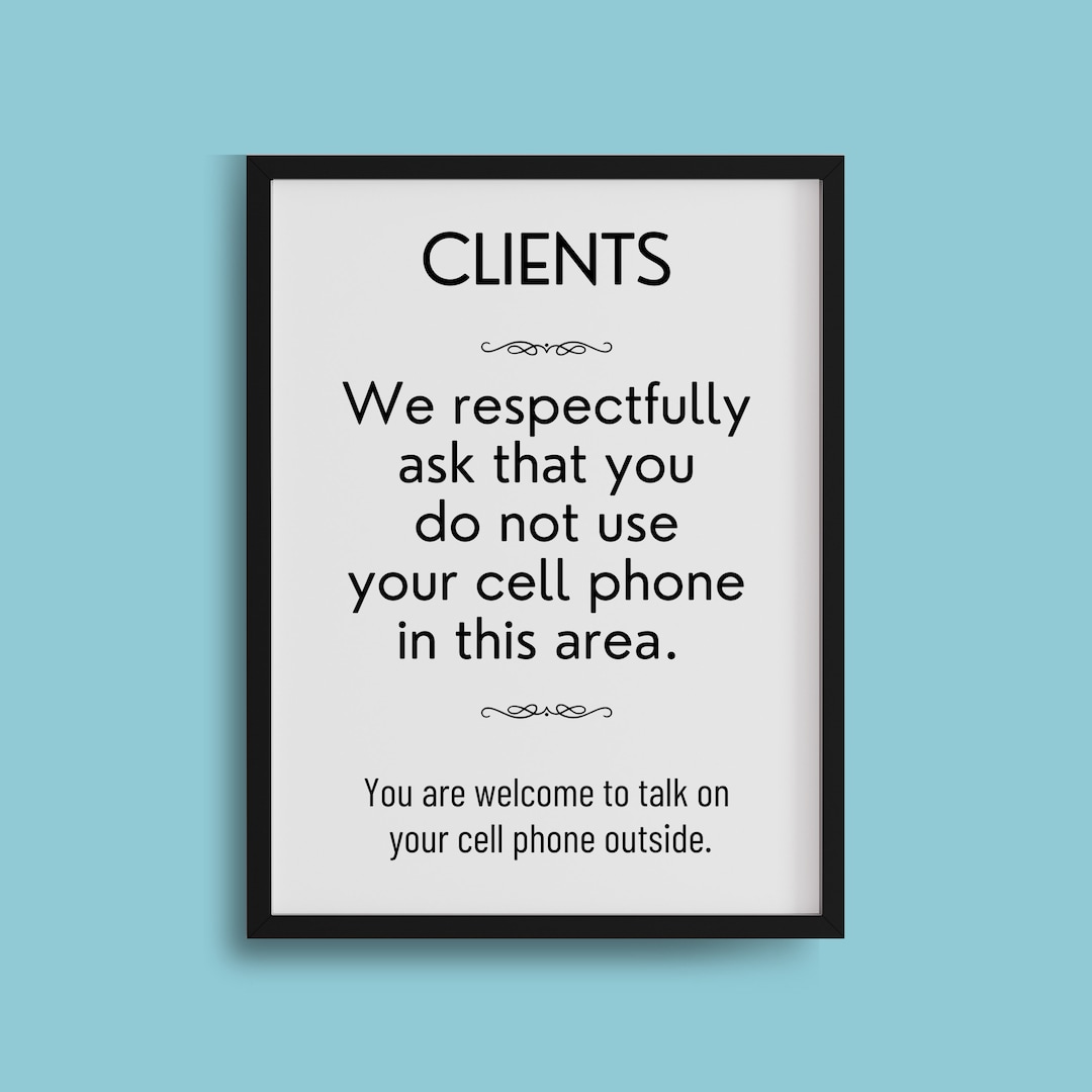 PRINTABLE No Cell Phones SIGN, Waiting Room SIGN, Therapist, Reception ...