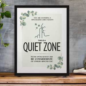 PRINTABLE Green Quiet Zone SIGN, Speak Quietly Health Care Facility ...