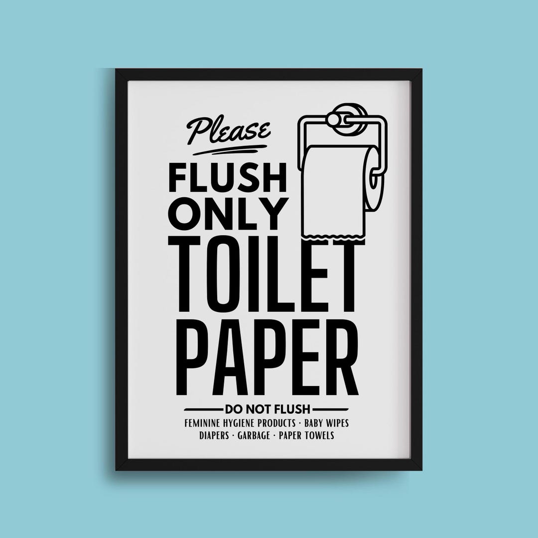 PRINTABLE Please Flush Only Toilet Paper SIGN, Modern Airbnb Vacation ...