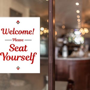 PRINTABLE Seat Yourself SIGN, Welcome! Please Seat Yourself, Restaurant ...