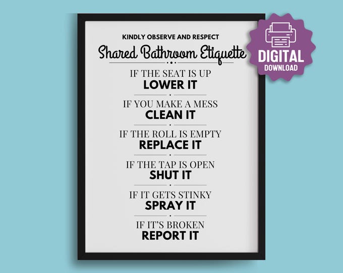 Buy Restroom Etiquette Poster for Your Workplace (digital Product ...