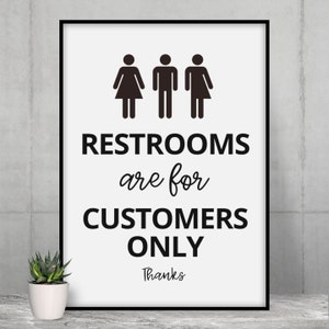 PRINTABLE Restroom SIGN, Restrooms for Customers Only, Customers Only ...