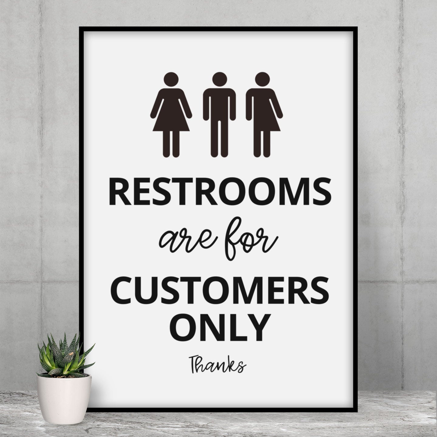 PRINTABLE Restroom SIGN, Restrooms for Customers Only, Customers Only ...