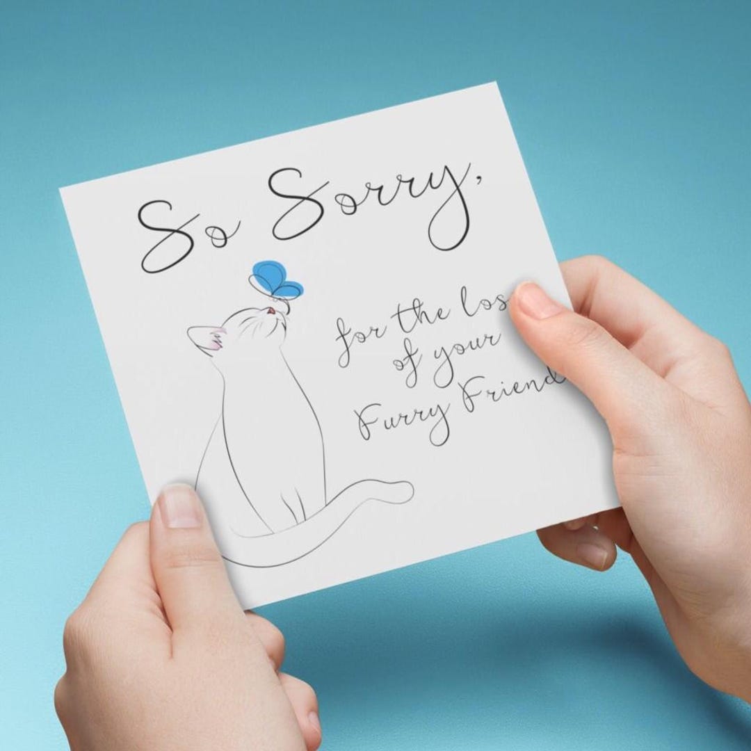 PRINTABLE Pet Cat Sympathy CARD, Loss of Pet Furry Friend, Remembrance ...