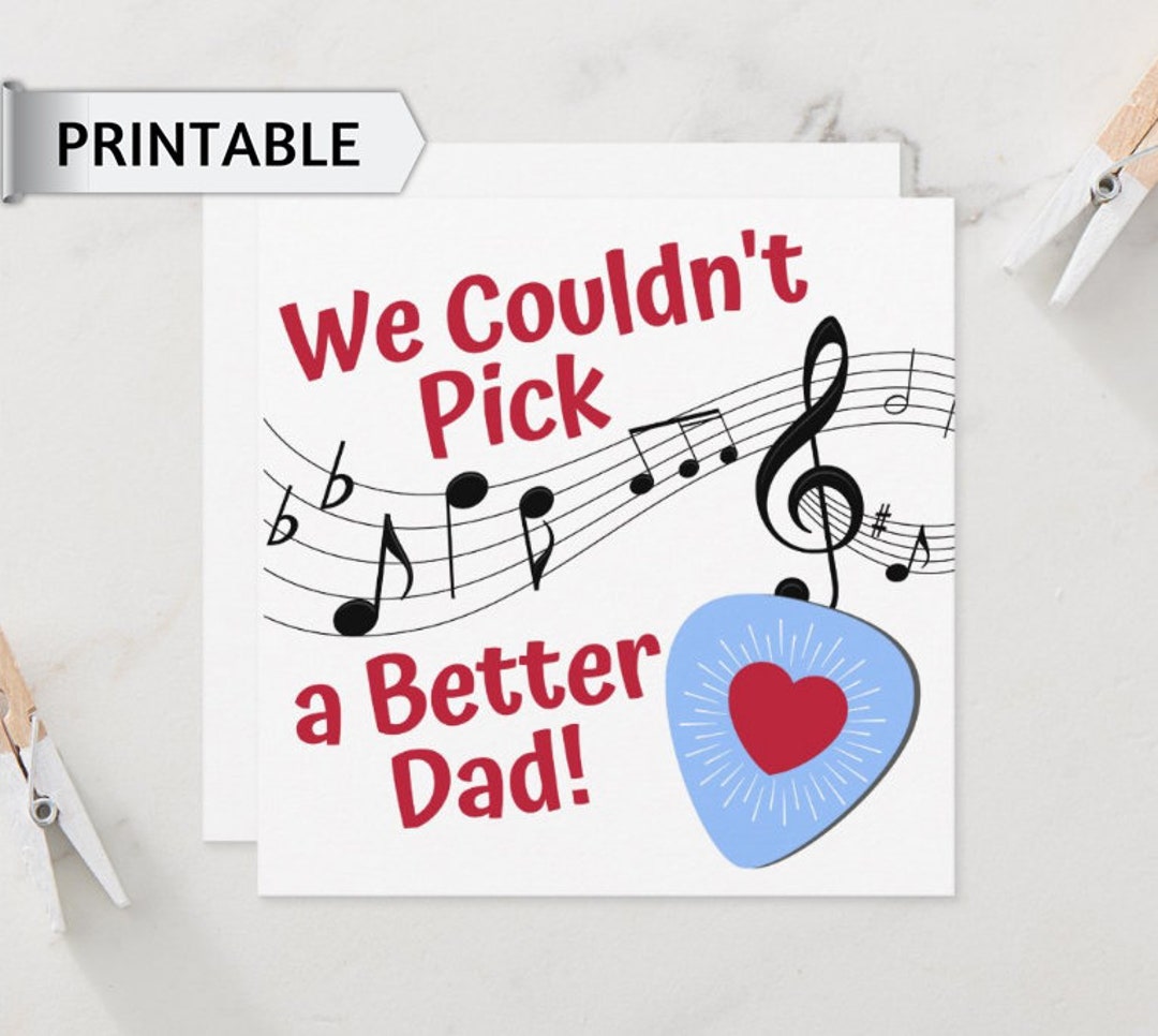 Cute Guitar Birthday Card For Dad PRINTABLE Card From Kids Etsy UK