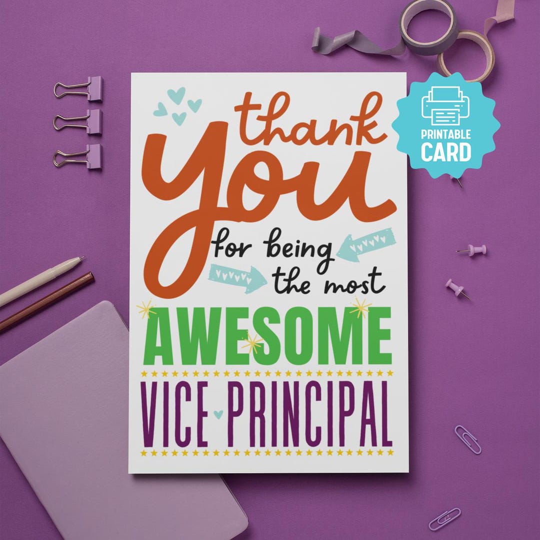 PRINTABLE Vice Principal CARD, End of Year Thank You Vice Principal ...