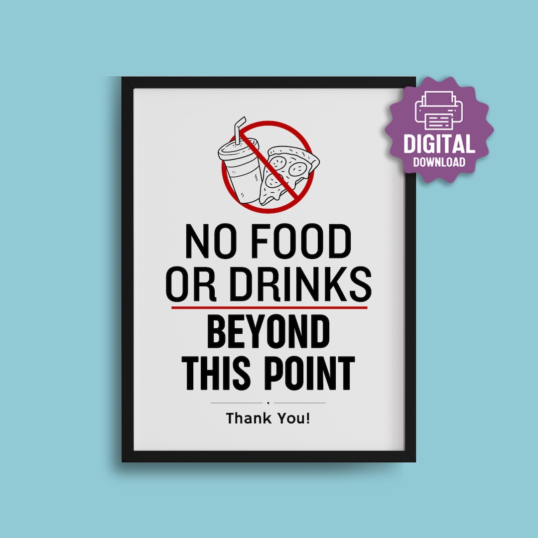 PRINTABLE No Food or Drink Sign, Food and Beverage Restriction Notice ...