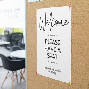PRINTABLE Welcome Please Have a Seat SIGN, Waiting Room, Therapist ...