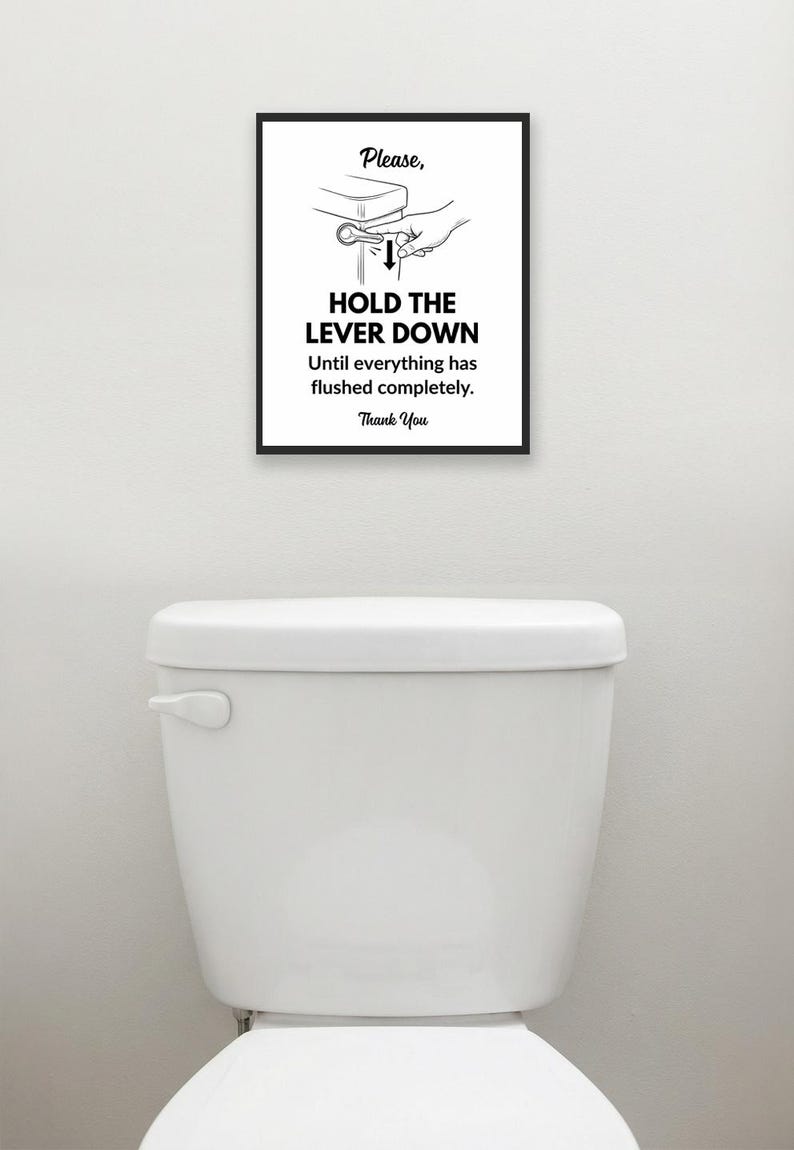 PRINTABLE Please Hold Lever Down SIGN, Commercial Restroom Notice ...