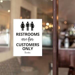 PRINTABLE Restroom SIGN, Restrooms for Customers Only, Customers Only ...