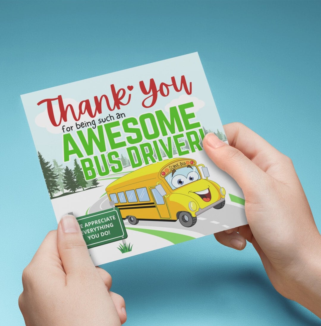 PRINTABLE Thank You School Bus Driver CARD, Awesome Bus Driver, Bus ...