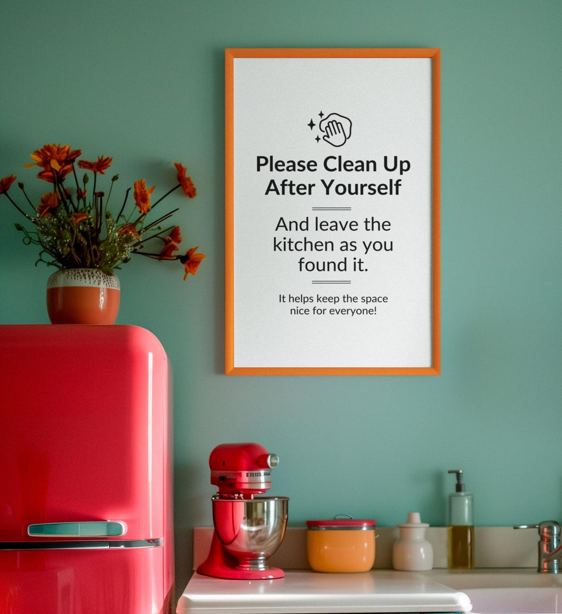PRINTABLE Clean up After Yourself SIGN, Shared Kitchen, Airbnb Kitchen ...