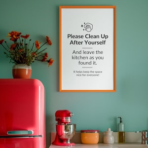 PRINTABLE Clean up After Yourself SIGN, Shared Kitchen, Airbnb Kitchen ...