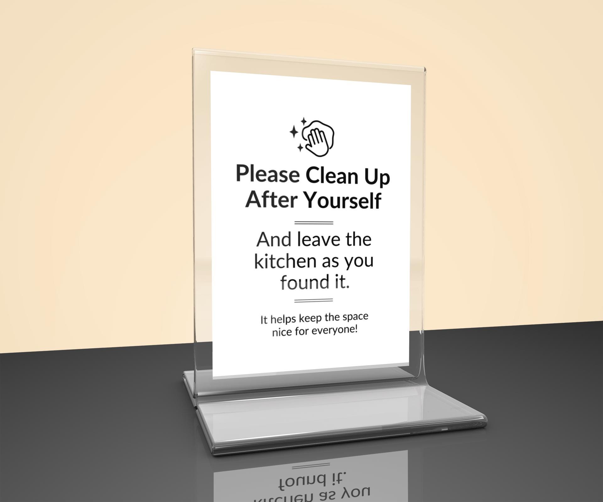 PRINTABLE Clean up After Yourself SIGN, Shared Kitchen, Airbnb Kitchen ...