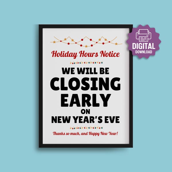 Closing Early Sign - Etsy