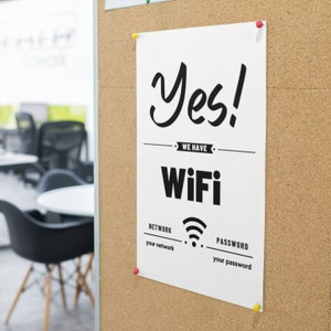 PRINTABLE Custom Wifi Password SIGN, VRBO Wifi Network Sign-on, Airbnb ...