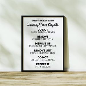 PRINTABLE Shared Laundry Room PRINT, Communal Laundry Guidelines ...