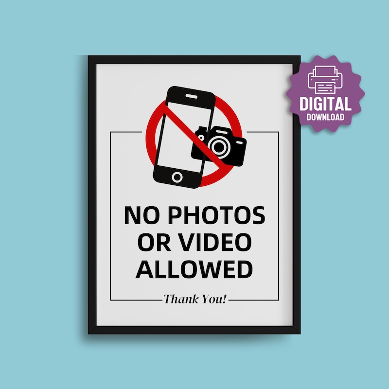 No photo taking sign - Etsy España