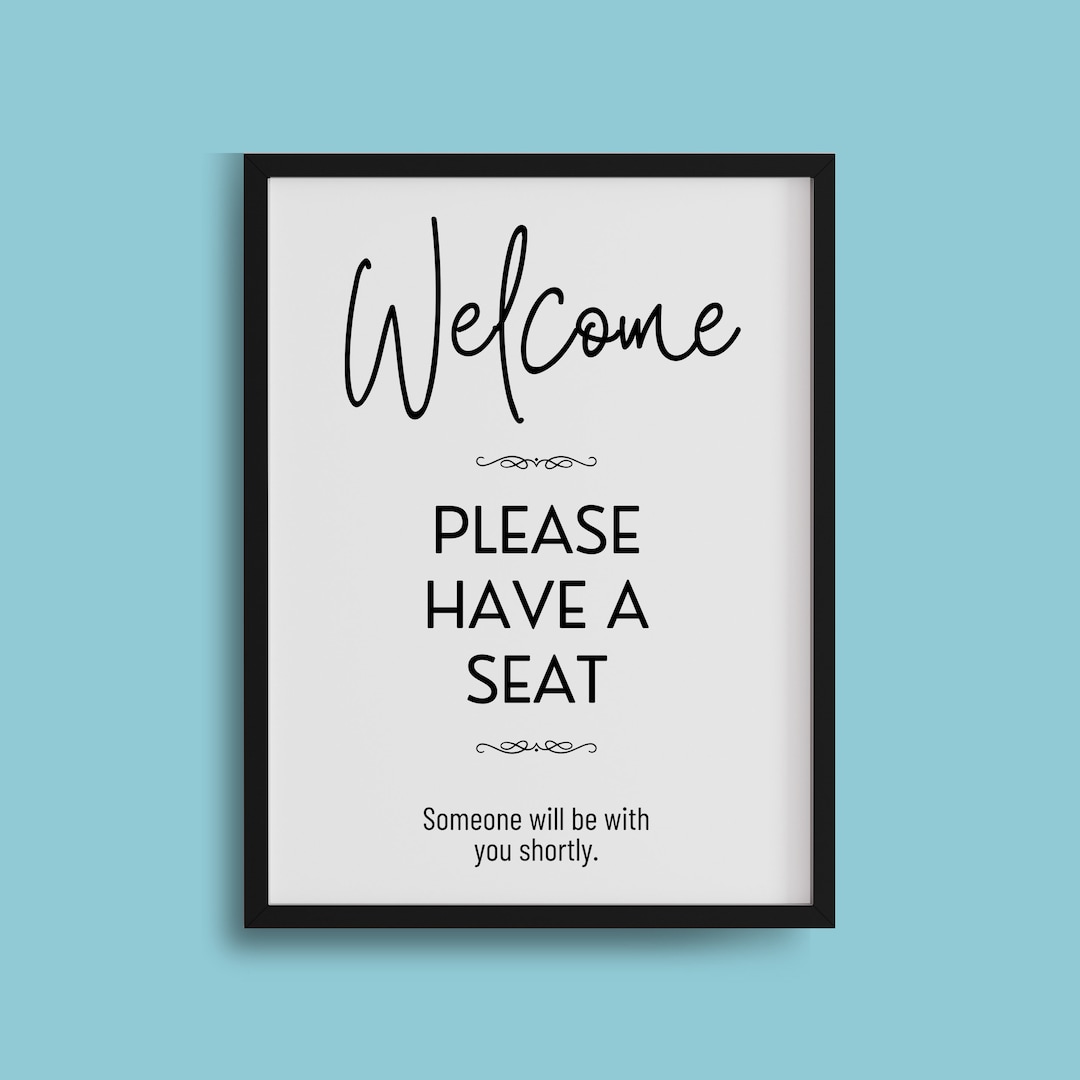 PRINTABLE Welcome Please Have a Seat, Waiting Room SIGN, Therapist ...