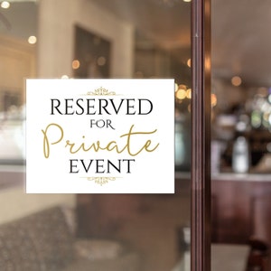 PRINTABLE Reserved for Private Event SIGN, Digital Reserved Sign for ...