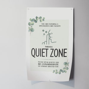 PRINTABLE Green Quiet Zone SIGN, Speak Quietly Health Care Facility ...