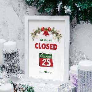 PRINTABLE Closed December 25th SIGN, Closed on Christmas Day, Office ...