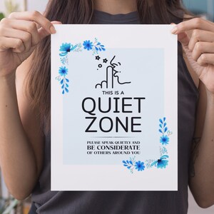 PRINTABLE Quiet Zone SIGN, Speak Quietly, Considerate of Others, Quiet ...