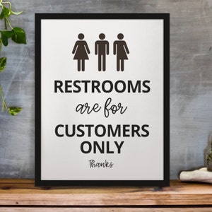 PRINTABLE Restroom SIGN, Restrooms for Customers Only, Customers Only ...