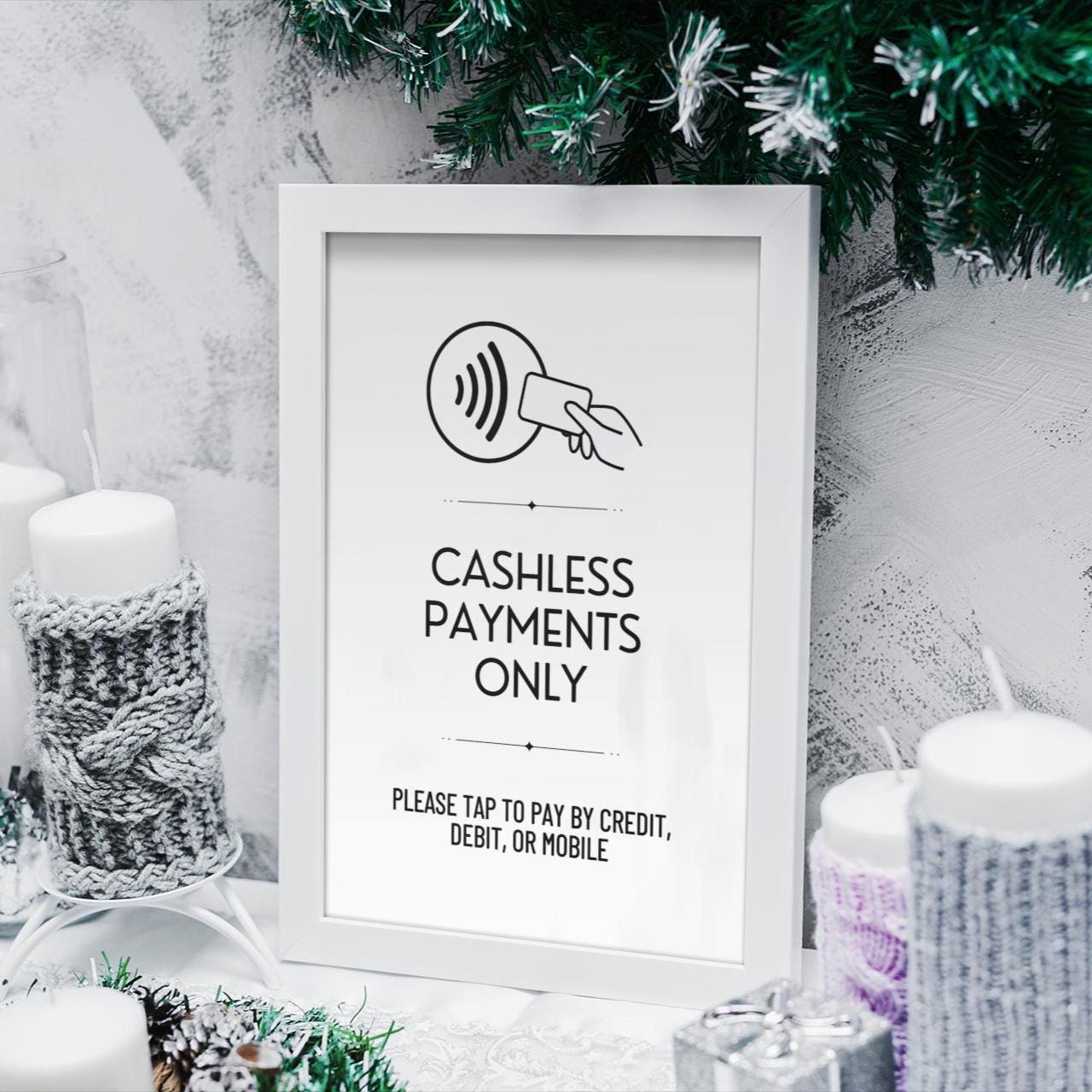 PRINTABLE Cashless Payments Sign, Credit, Debit & Mobile Pay Only, Tap ...