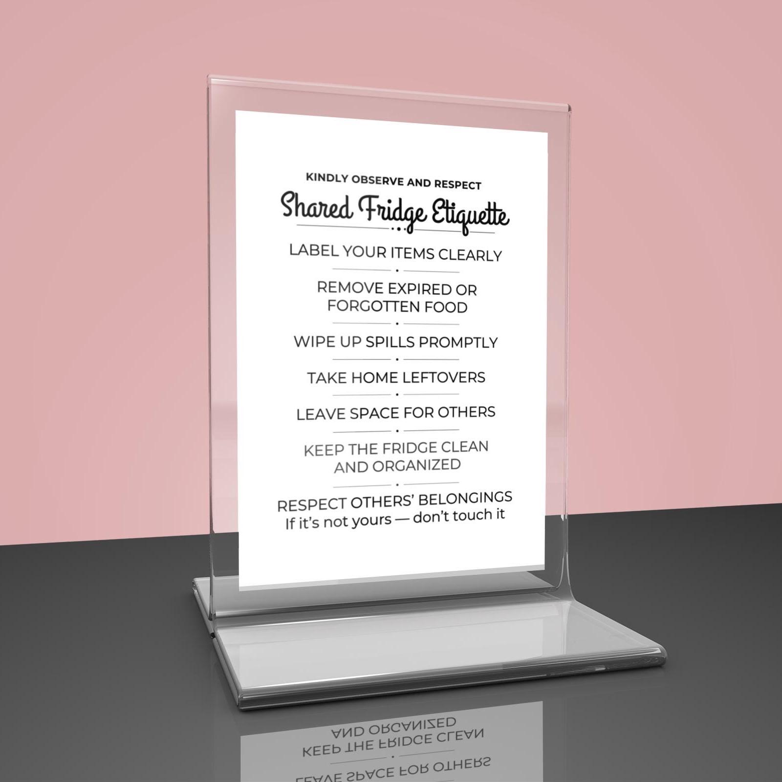 PRINTABLE Shared Fridge Etiquette SIGN, Shared Kitchen Guidelines ...
