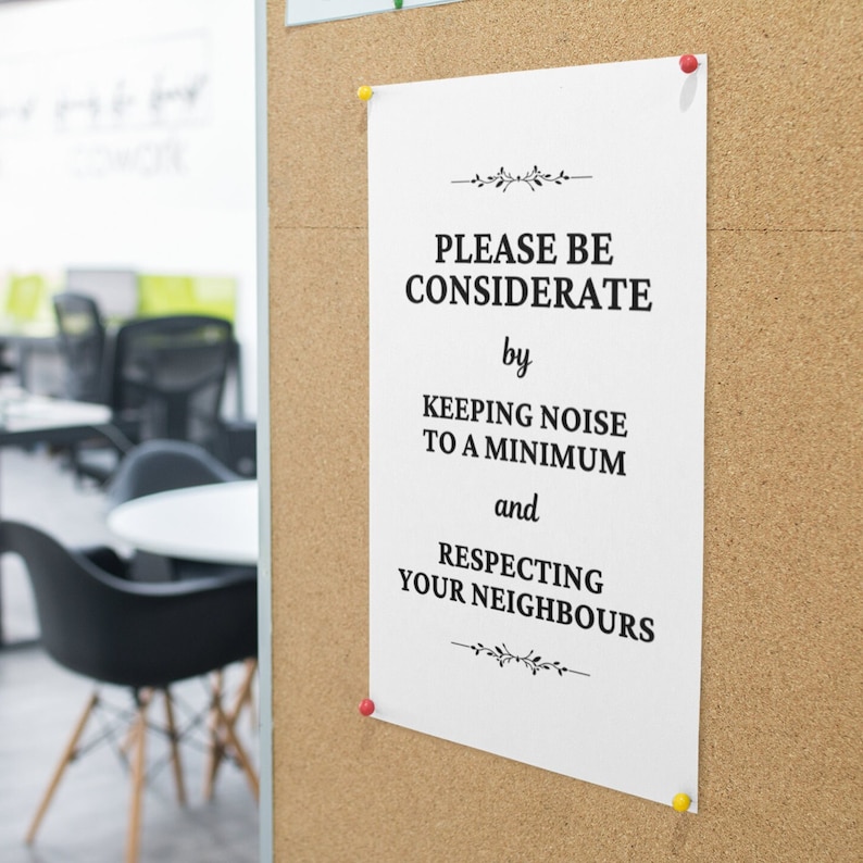 PRINTABLE Please Be Considerate SIGN, Keep Noise to a Minimum, Respect ...