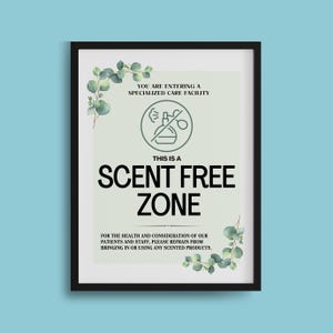 PRINTABLE Scent Free Zone SIGN, Fragrance Free Health Care Facility ...