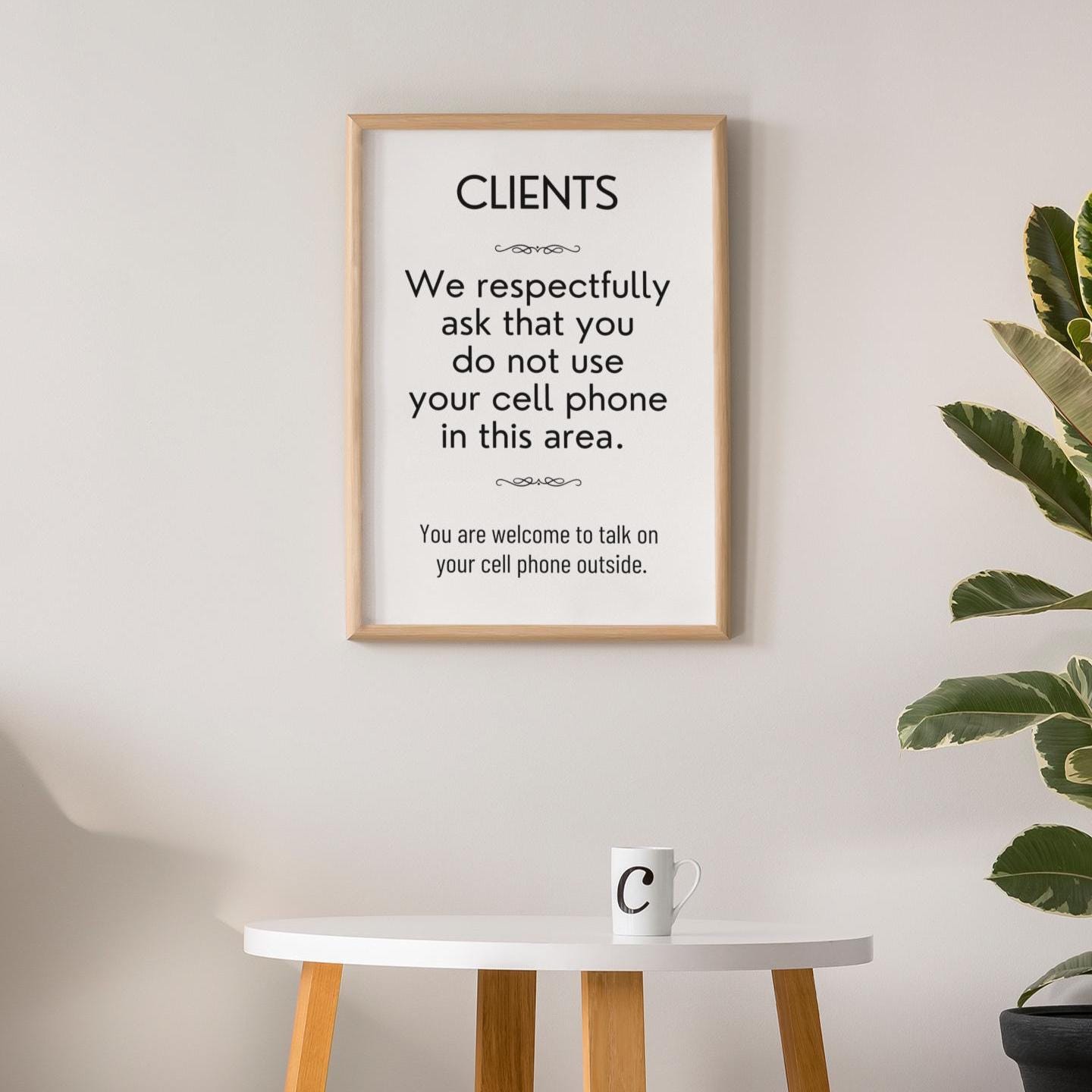 PRINTABLE No Cell Phones SIGN, Therapist Waiting Room, Reception Front ...