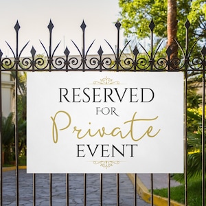 PRINTABLE Reserved for Private Event SIGN, Digital Reserved Sign for ...