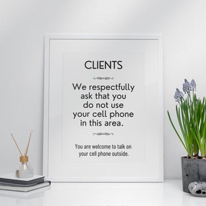 PRINTABLE No Cell Phones SIGN, Waiting Room SIGN, Therapist, Reception ...