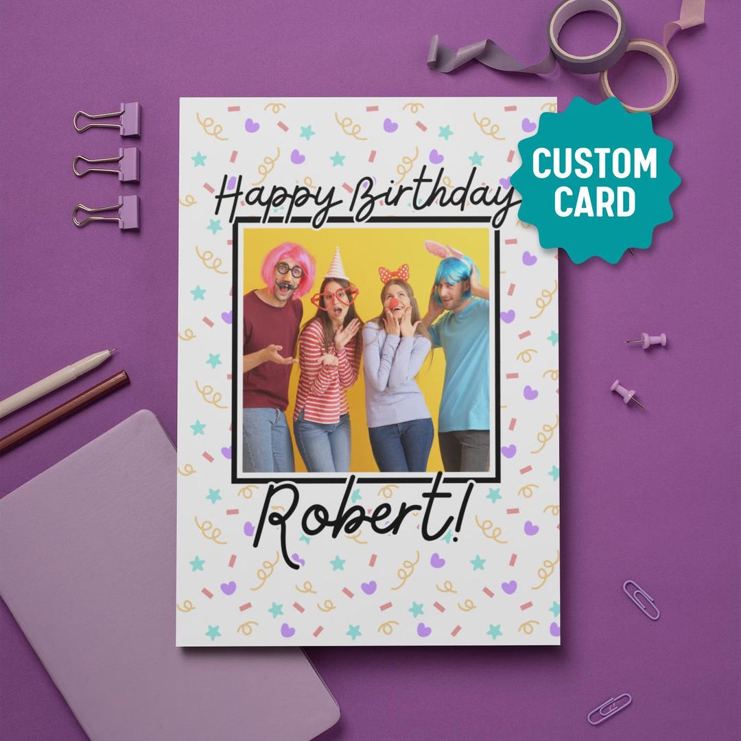 PRINTABLE Custom Photo Birthday CARD, Personalized Greeting Card ...