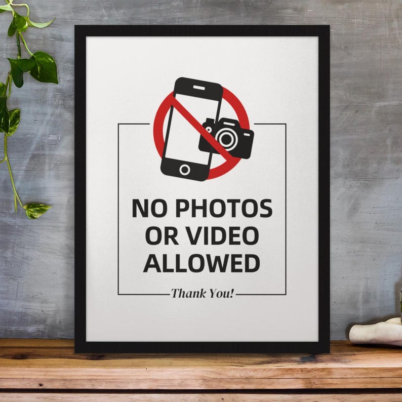 PRINTABLE No Photos No Video SIGN, Photography Restricted, Videos Not ...