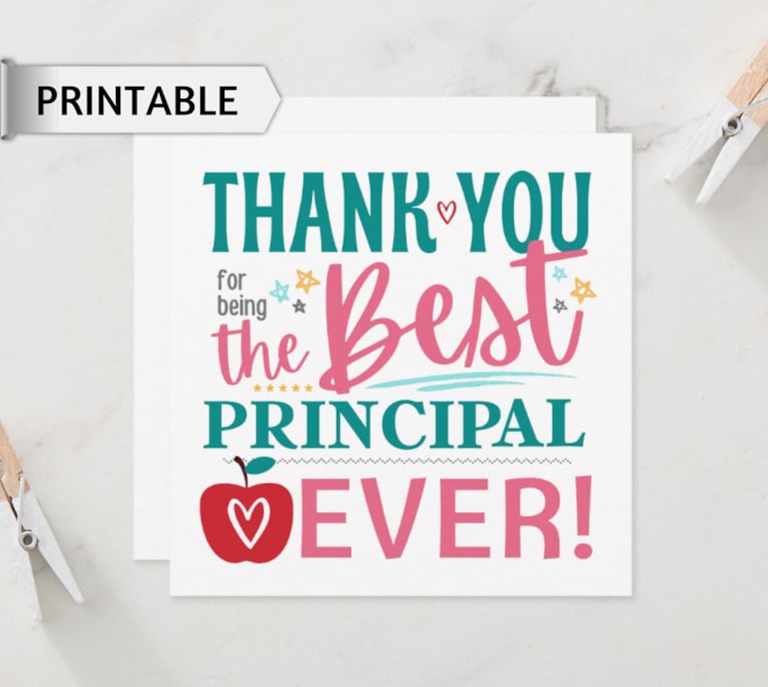 PRINTABLE Best Principal Ever CARD, End of Year Student Gift, Principal ...